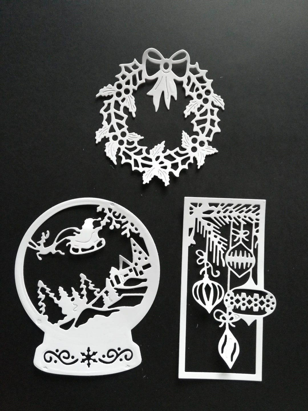Christmas Die Cuts X 3, Large Christmas Card Toppers, Festive Die Cuts ...