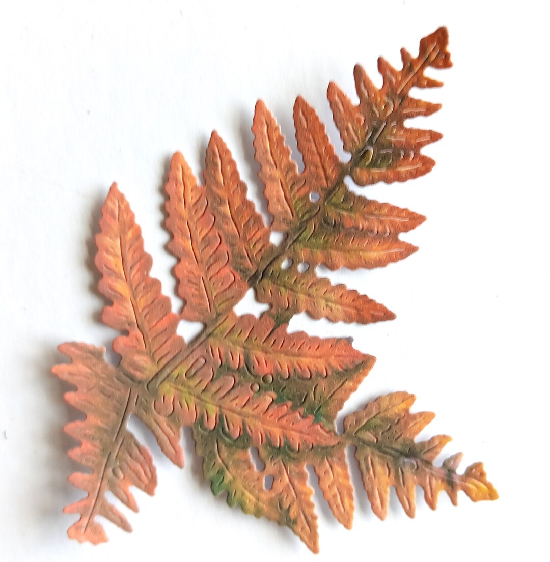 6 X Orange and Red Fern Leaves Die Cuts, Autumn / Fall Colour Foliage ...