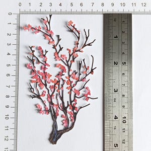 5 X Pink Sakura Branch Die Cuts, Paper Cut Outs, Cherry Blossom ...