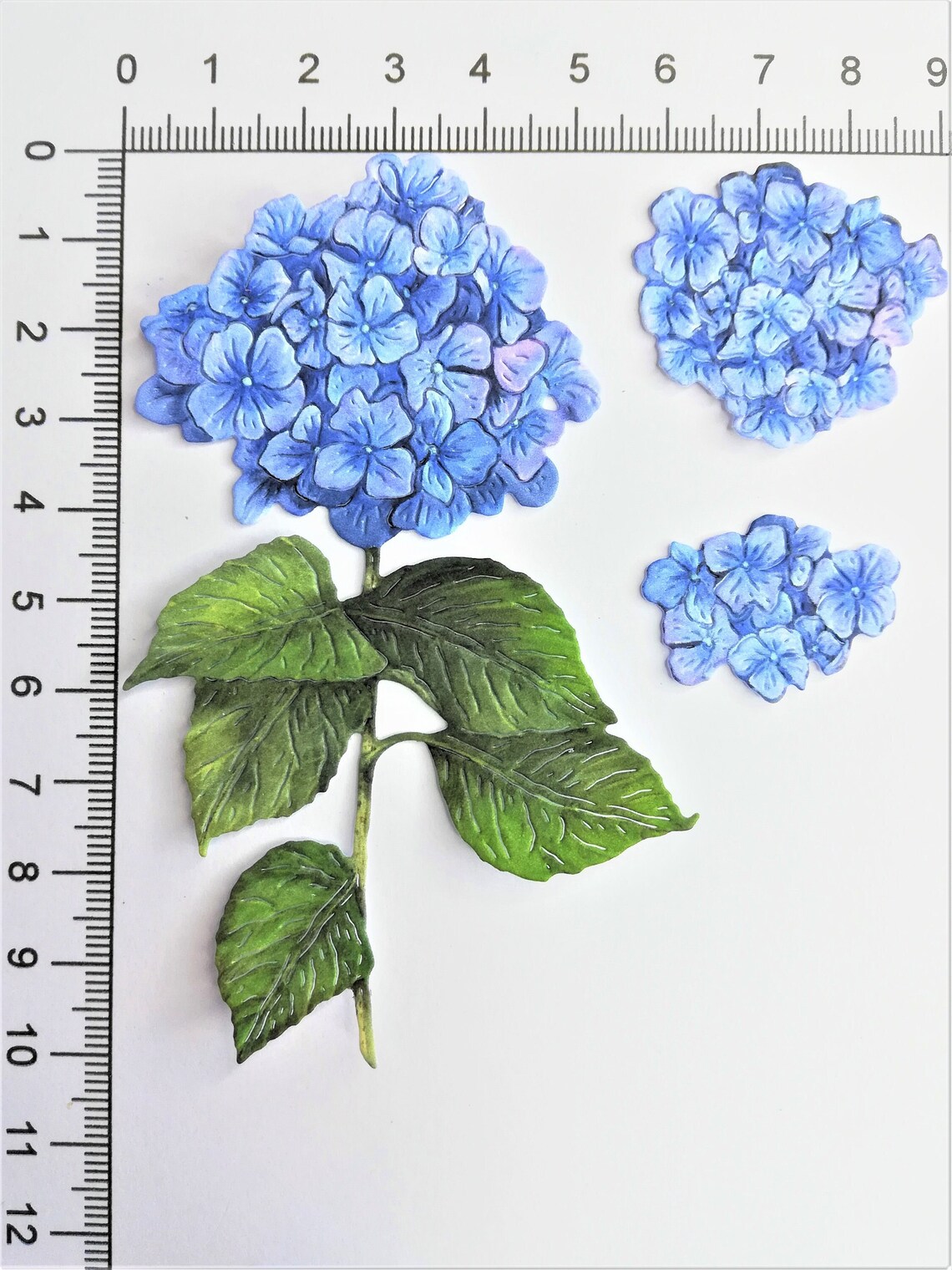 Blue Hydrangea Flower Die Cuts for Decougage, Make 4 Decoupaged Flowers ...
