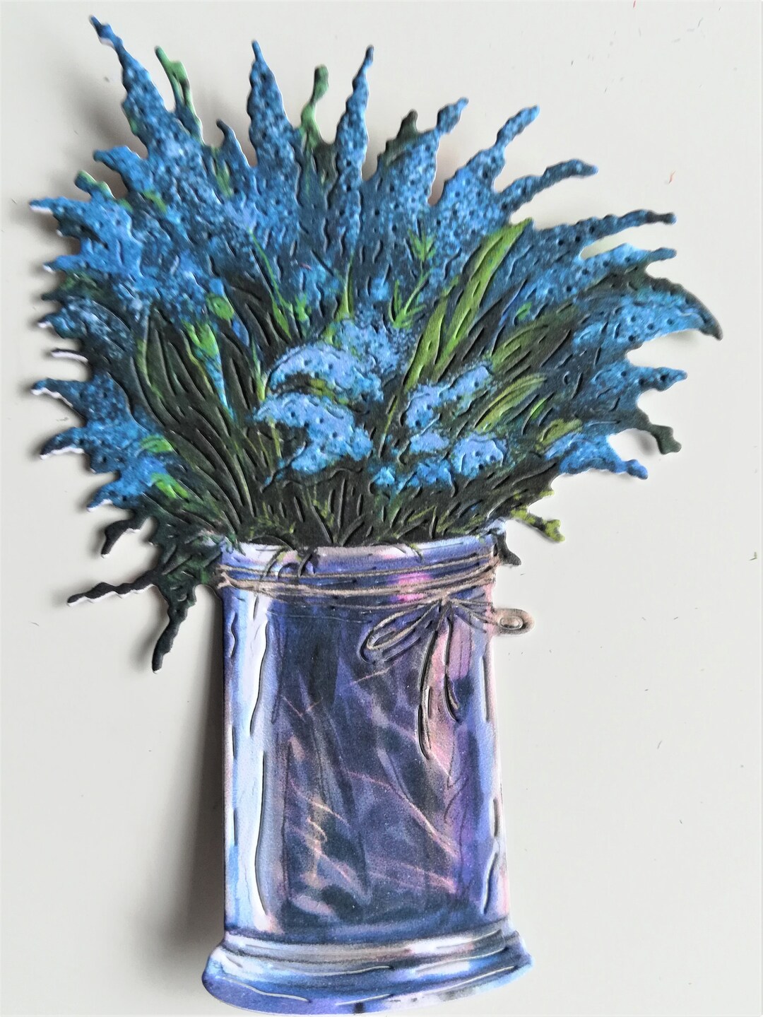 Vase of Heather Die Cuts X 5, Blue Heather in a Vase Die Cuts - Etsy