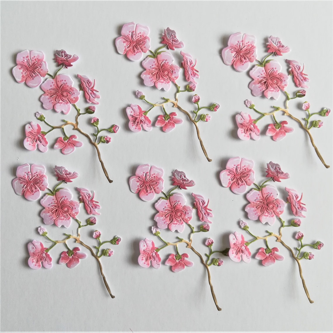 Cherry Blossom Die Cuts X 6, Pink Flower Branch, Sakura Die Cut Spring ...