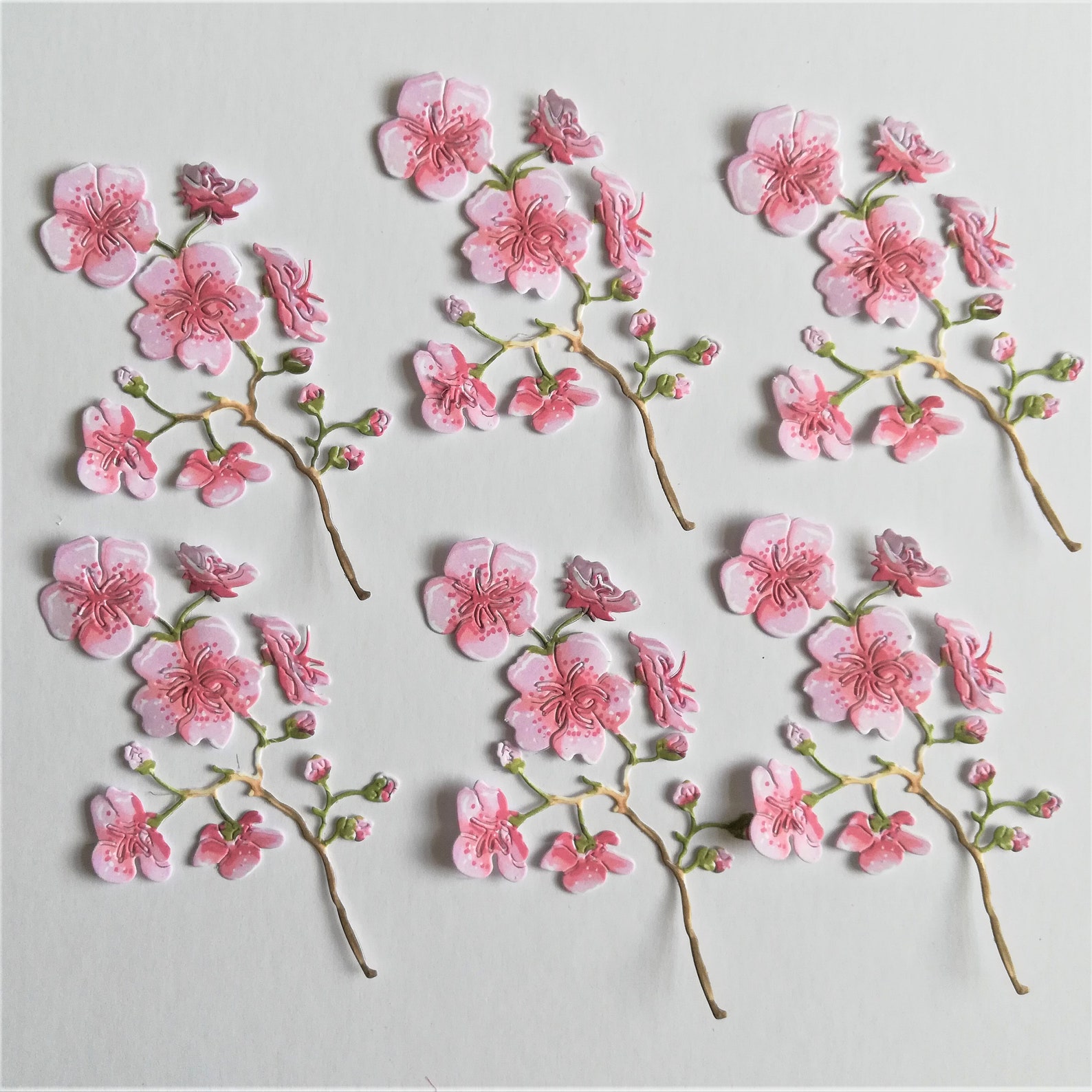 Cherry Blossom Die Cuts X 6, Pink Flower Branch, Sakura Die Cut Spring ...