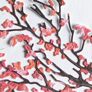 5 X Pink Sakura Branch Die Cuts, Paper Cut Outs, Cherry Blossom ...