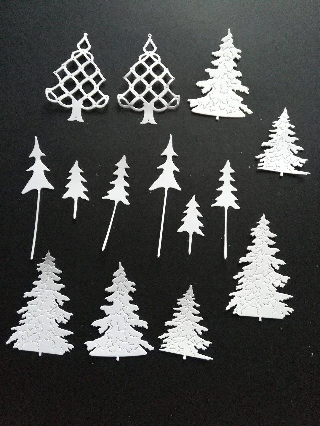 14 Christmas Tree Die Cuts, Festive Trees, Die Cut Trees, Card Toppers ...