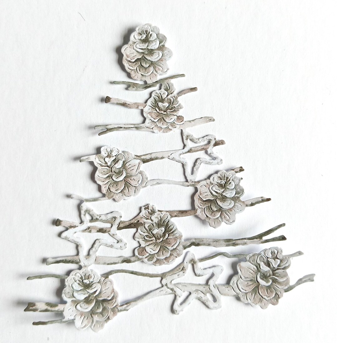 6 White Pine Cone Tree Die Cuts for Christmas Cards, Paper Tree ...