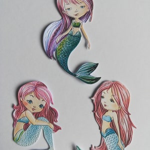 9 Mermaid Die Cuts, 3 Sets of 3 Die Cut Mermaids - Etsy