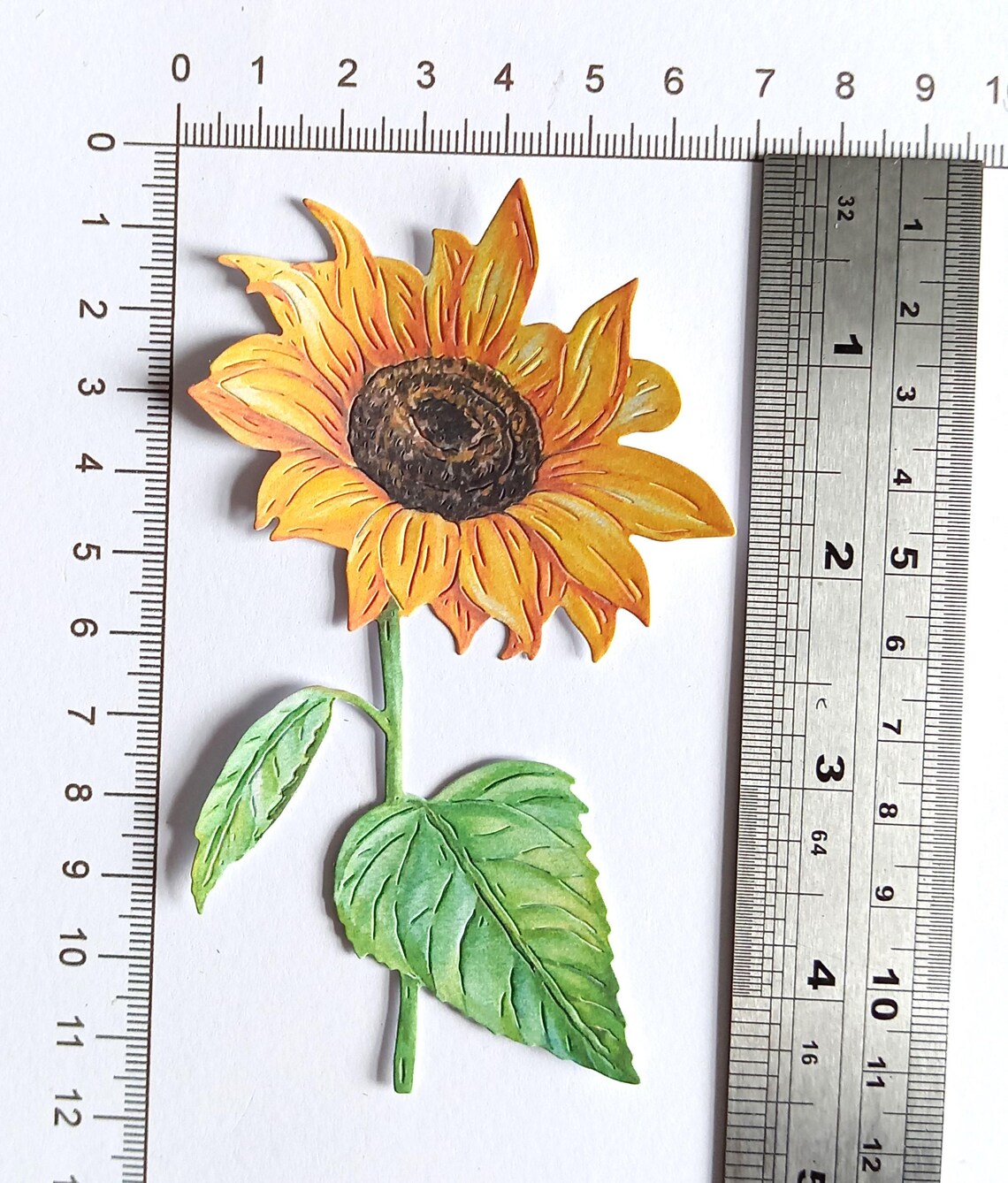 6 Large Sunflower Die Cuts, Yellow and Orange Flower Autumn / Fall Card ...
