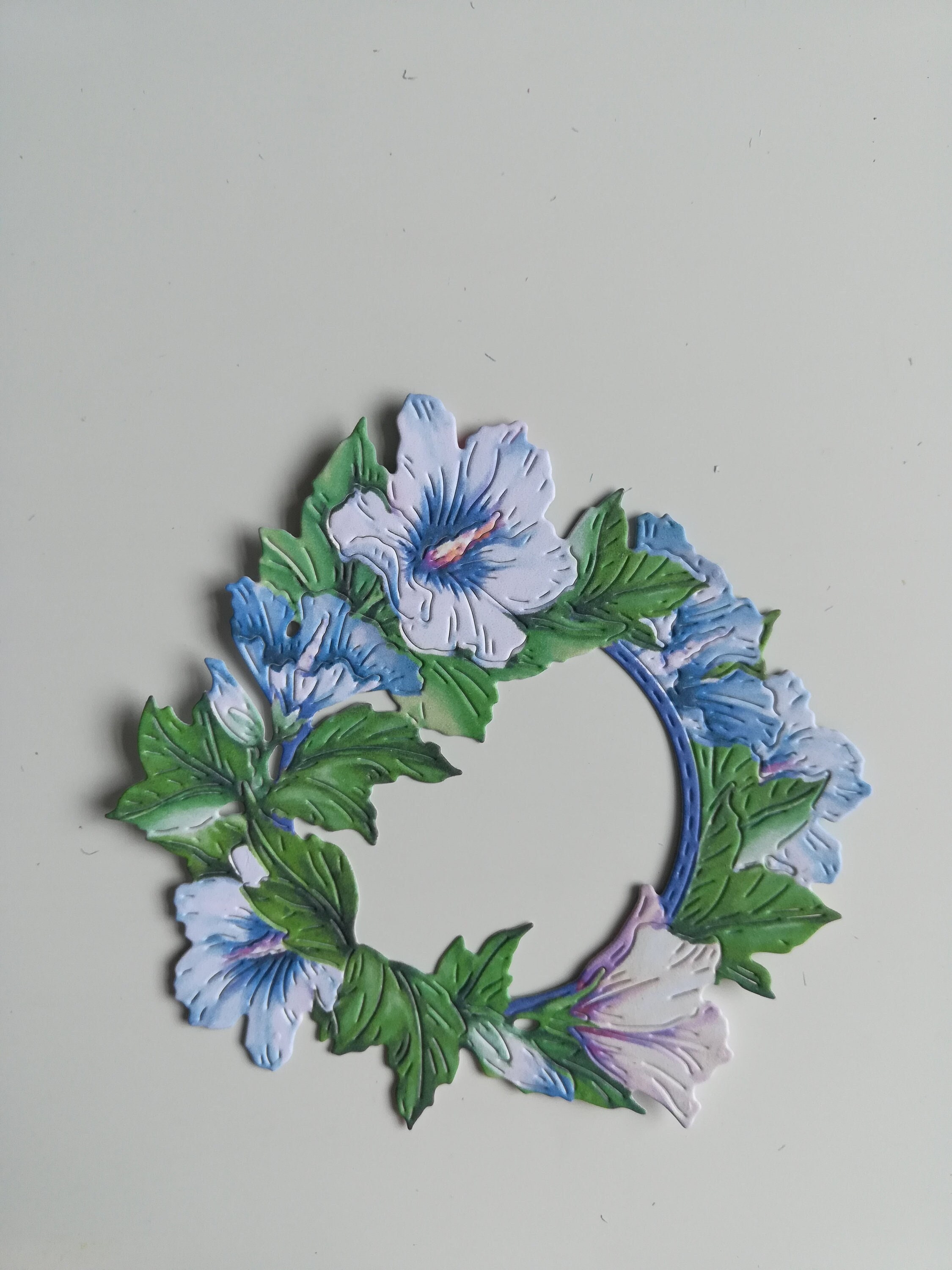 Paper Hibiscus flower die cuts wreath x 3 wreath blue flowers die cut ...