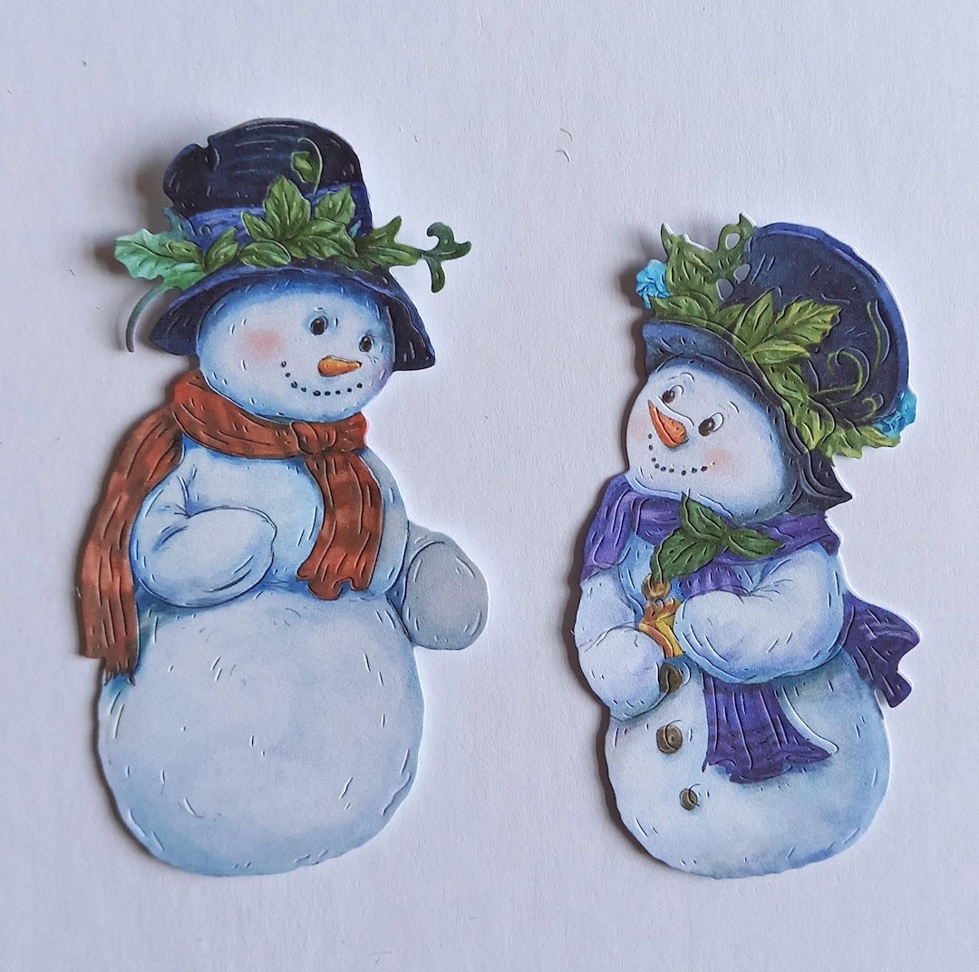 6 Figures of Mr. and Mrs. Frosty Die Cuts, Paper Snowman in Hat and ...