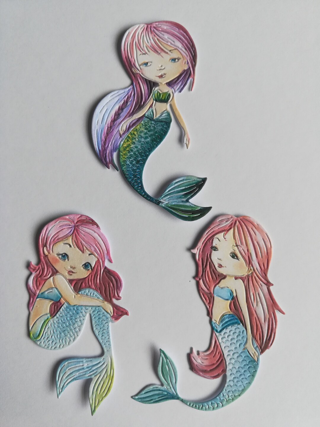 9 Mermaid Die Cuts, 3 Sets of 3 Die Cut Mermaids - Etsy