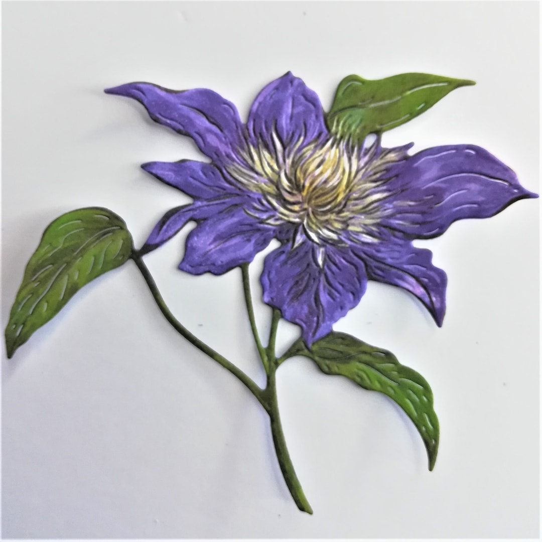6 X Purple Flower Die Cuts, Paper Flower Cut Outs, Card Making Supplies ...