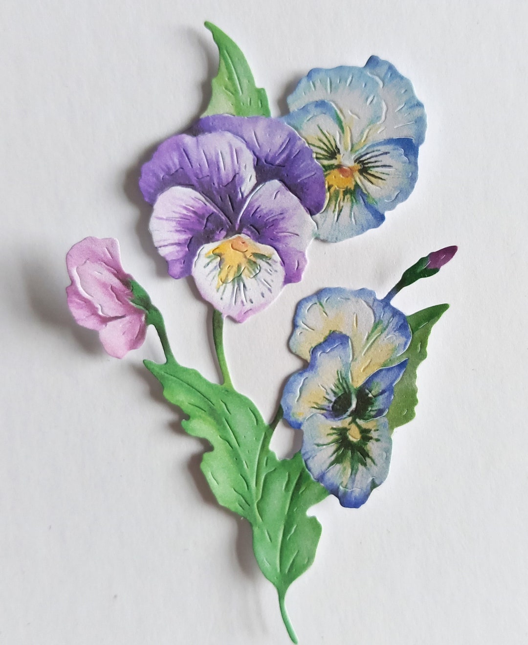 4 Colourful Pansie Flower Die Cuts, Card Topper Spring Flower Cut Outs ...