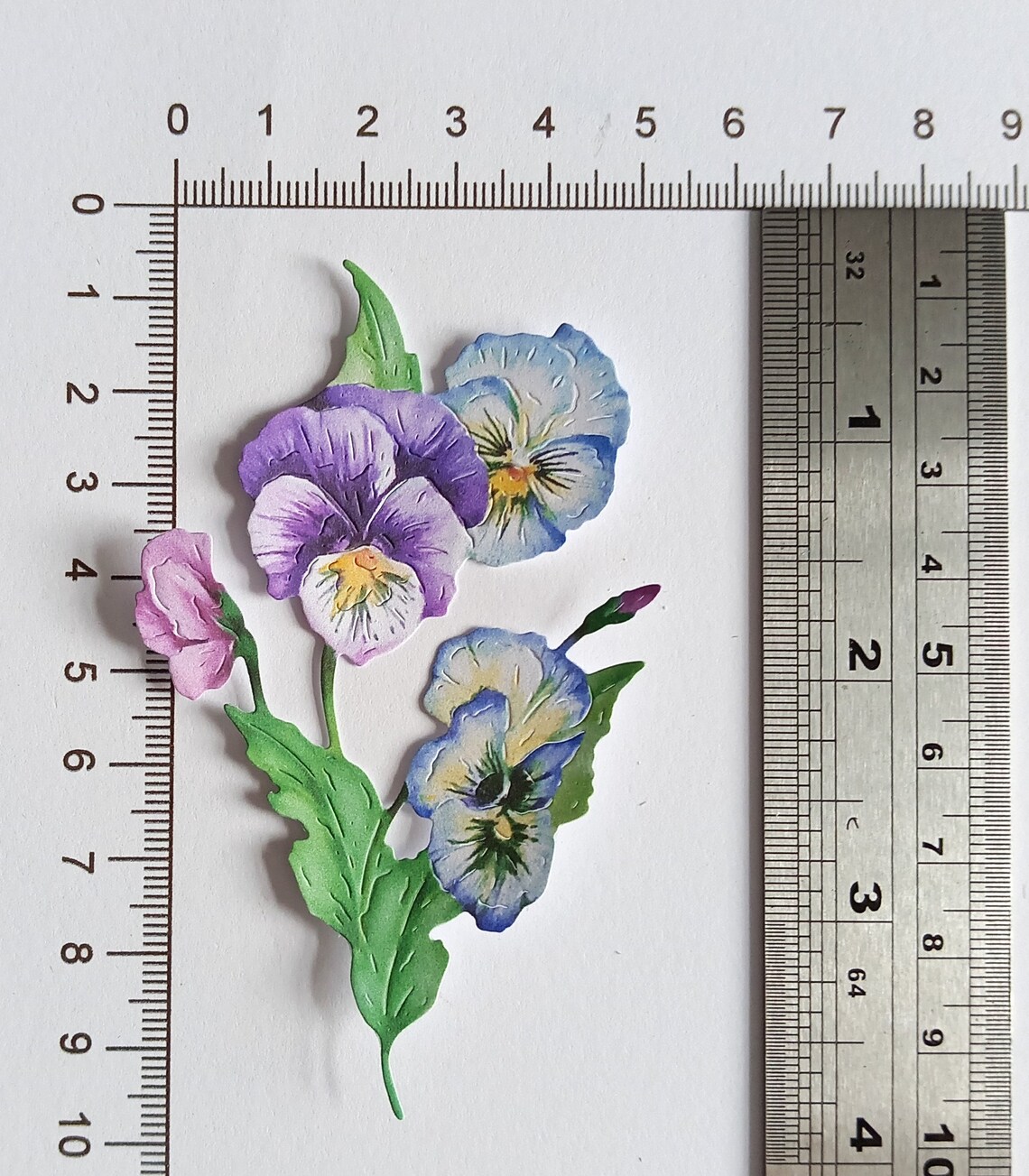 4 Colourful Pansie Flower Die Cuts, Card Topper Spring Flower Cut Outs ...