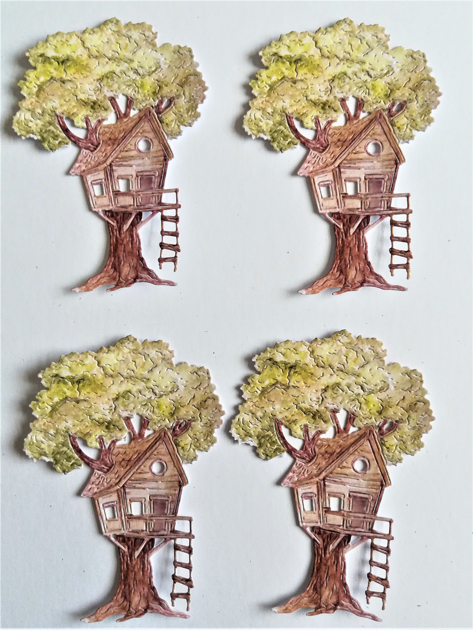 4 X Tree House Die Cuts, Nature Card Toppers, Camping and Outdoors ...