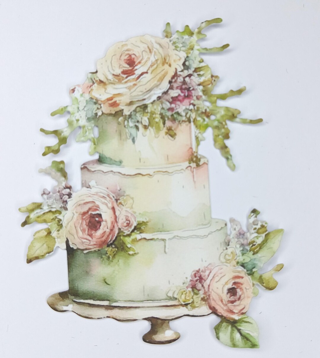 6 X Wedding Cake Die Cuts, Flowers on Cake Cut Outs, Wedding Card ...