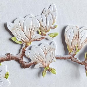 6 Beige Magnolia Branch Die Cuts, Paper Cut Out Flower Branches for ...