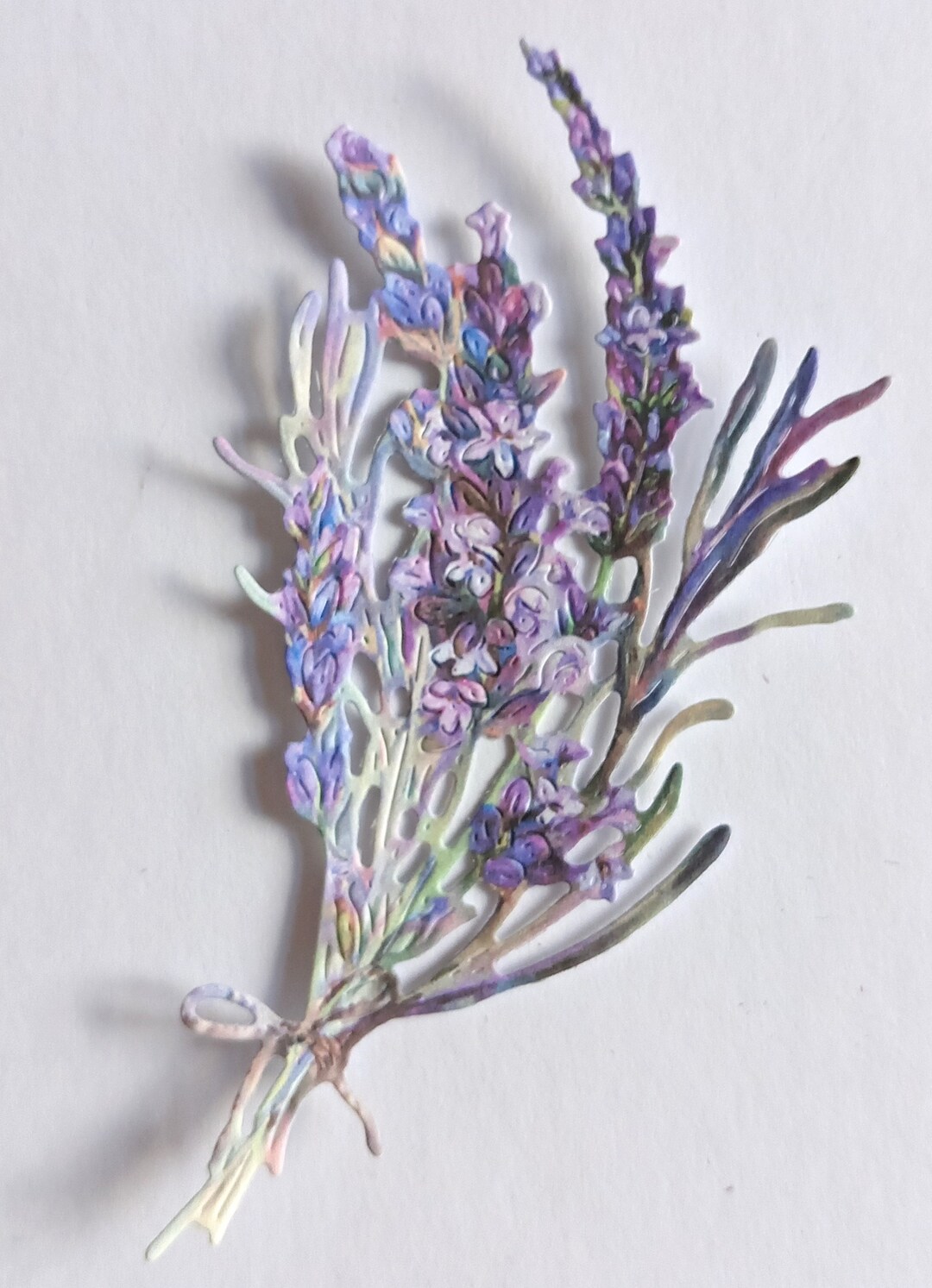 5 Purple Lavender Flower Die Cuts, Sprigs of Delicate Flower Cut Outs ...