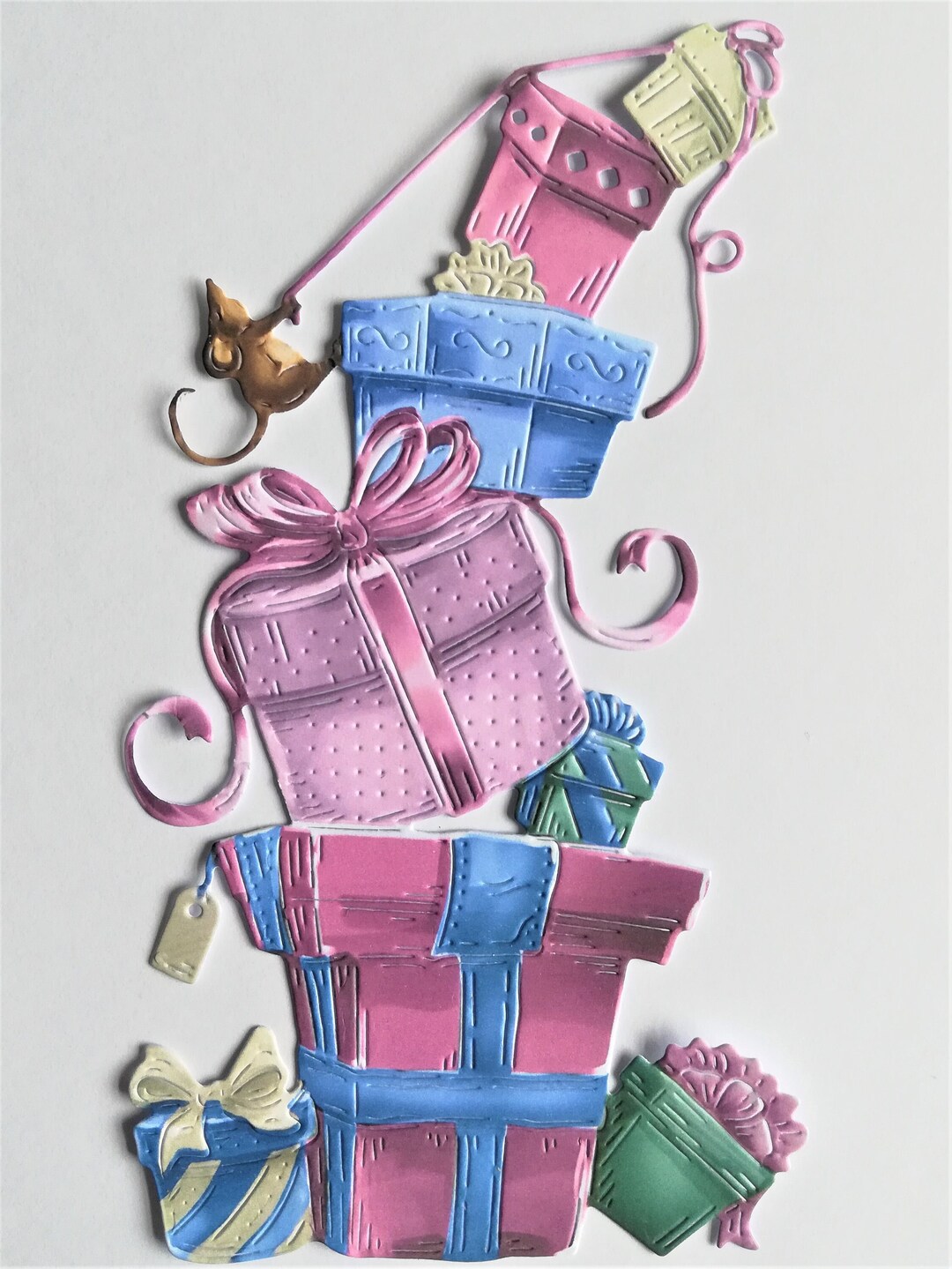 Set of 3 Large Gift Bundle Die Cuts, Present Pile Cut Outs, Celebration ...