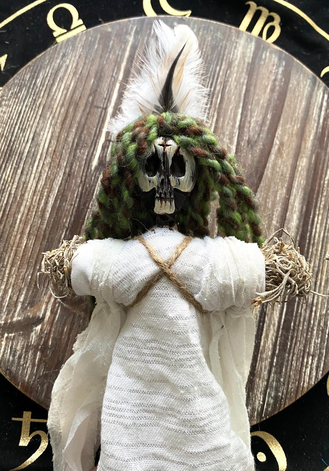 Voodoo-inspired White Poppet - Skull Doll, Juju Doll, Gothic Folk Art ...