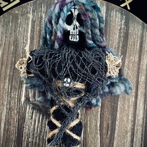 Black Voodoo Doll Protection Poppet, Gothic Folk Art for Altar or ...