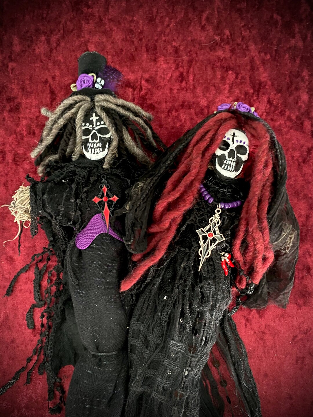 Baron Samedi and Maman Brigitte Voodoo Altar Dolls, Voodoo Dolls, Lwa ...