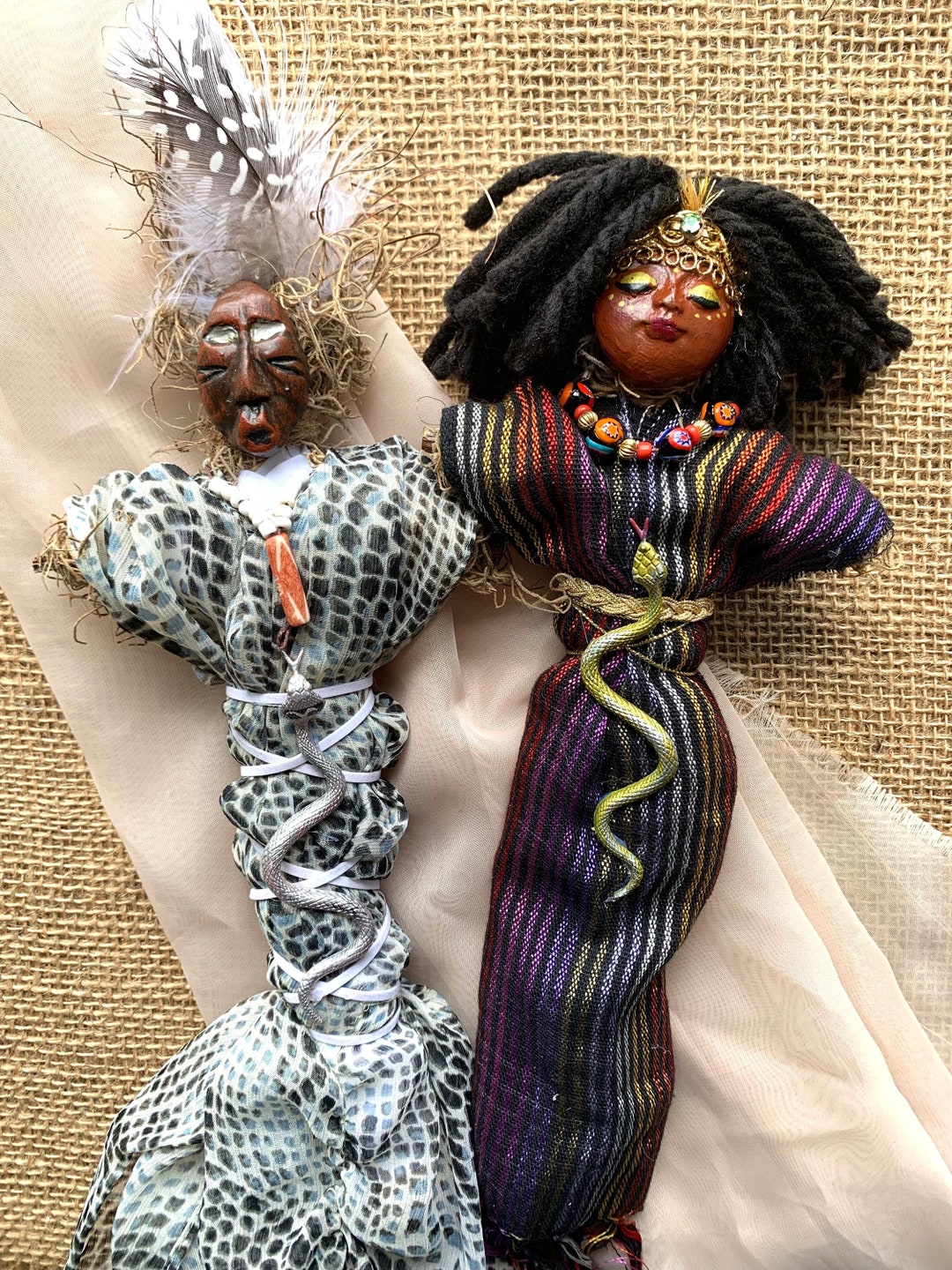 Ayida Wedo and Damballah Voodoo Altar Dolls Voodoo Doll the - Etsy