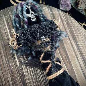 Black Voodoo Doll Protection Poppet, Gothic Folk Art for Altar or ...