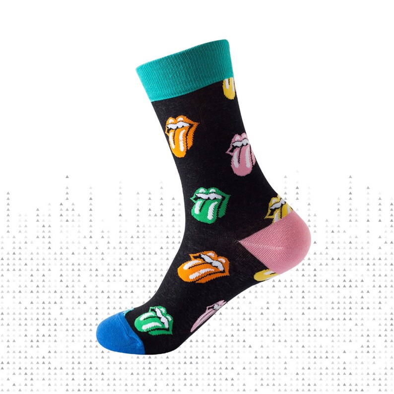 Cotton Rocker Lips Tongue Socks Casual Everyday Accessories for Females ...