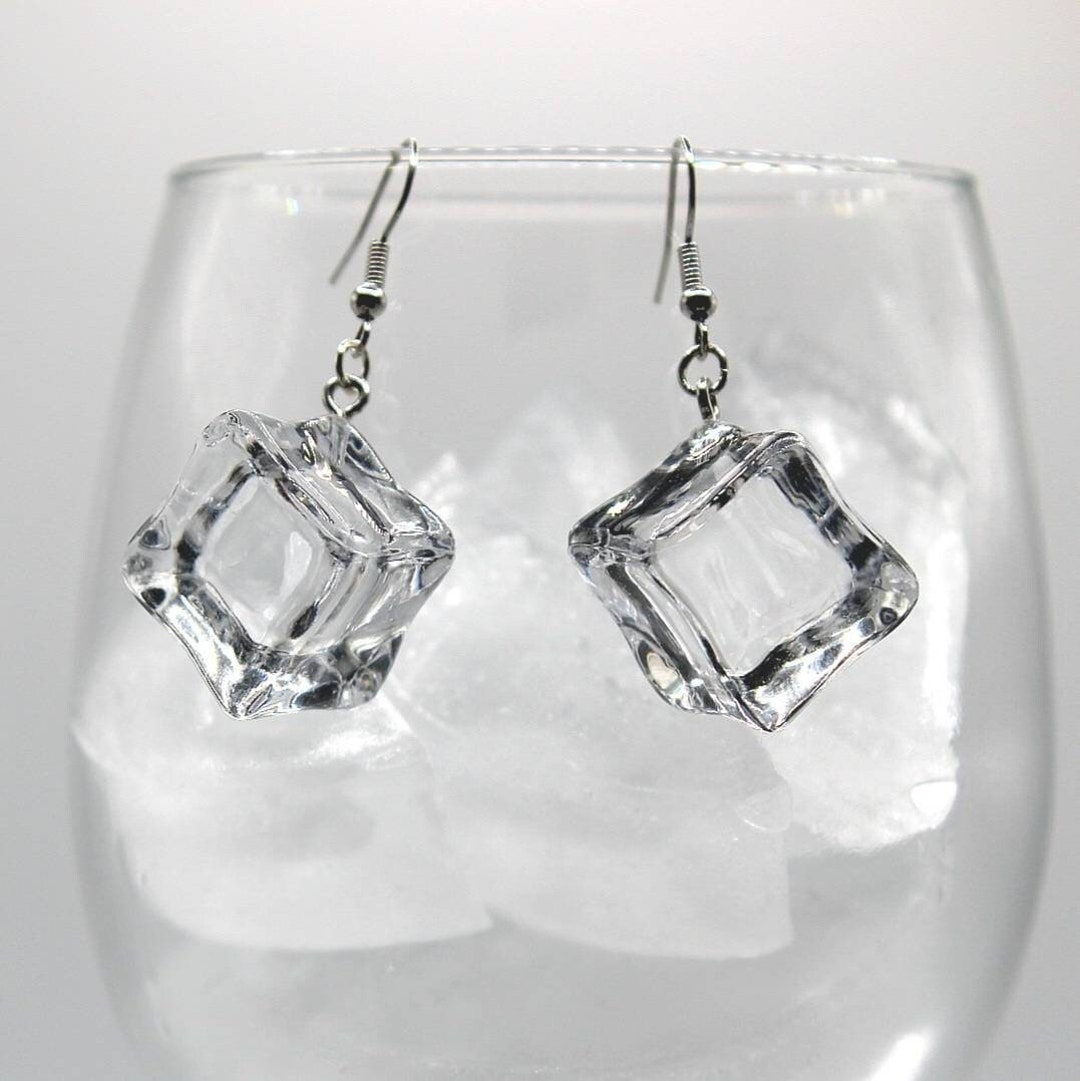 Ice Cube Earrings Clear Fun Handmade Women Jewelry Unique Acrylic ...