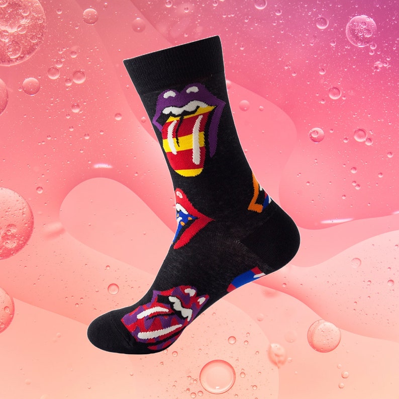 Cotton Rocker Lips Tongue Socks Casual Everyday Accessories for Females ...