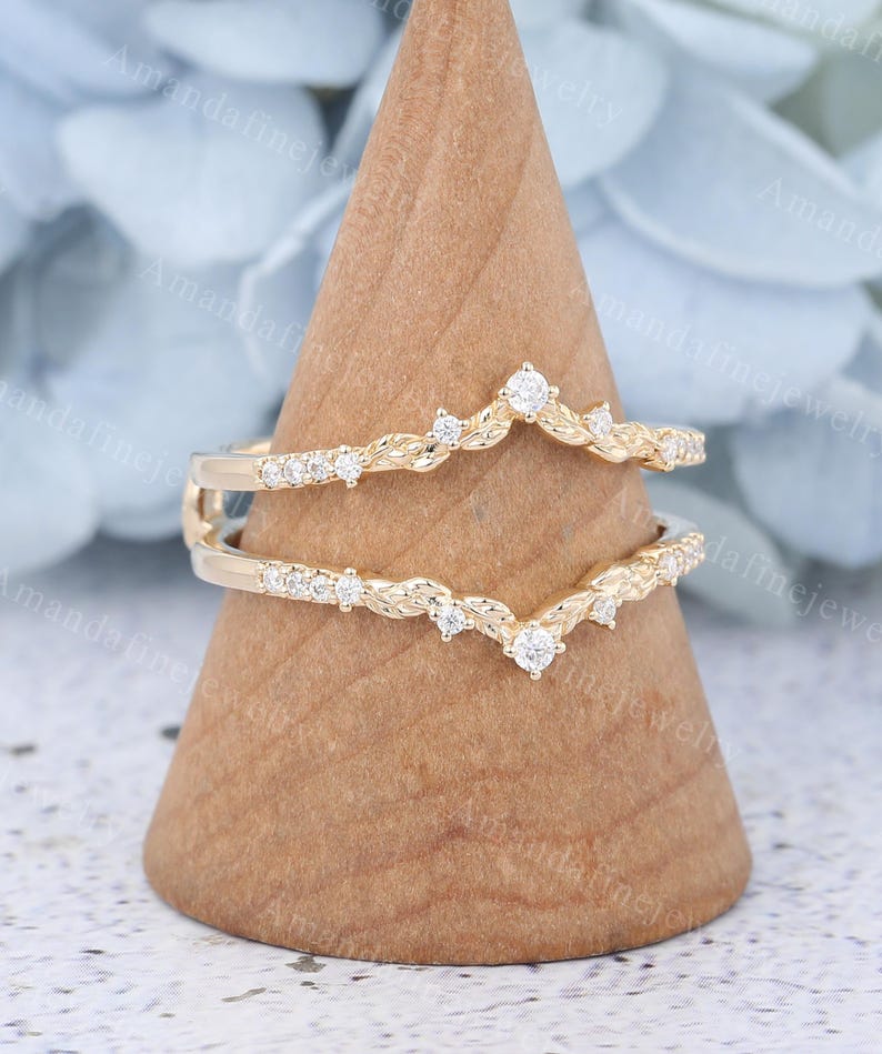 Double Wedding Band Ring Enhancer Solid Yellow Gold Wedding Band ...
