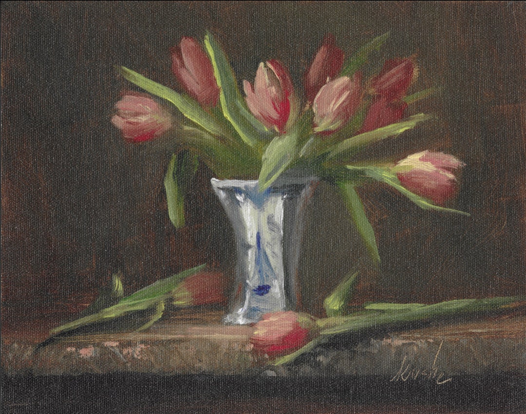 ART PRINT of My Original Oil Painting Tulips in Delft - 10x8in - Etsy