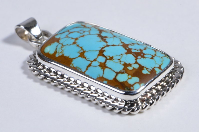Turquoise Jewelry Number 8 Mine Turquoise Pendant 42x23x6.5mm Sterling ...