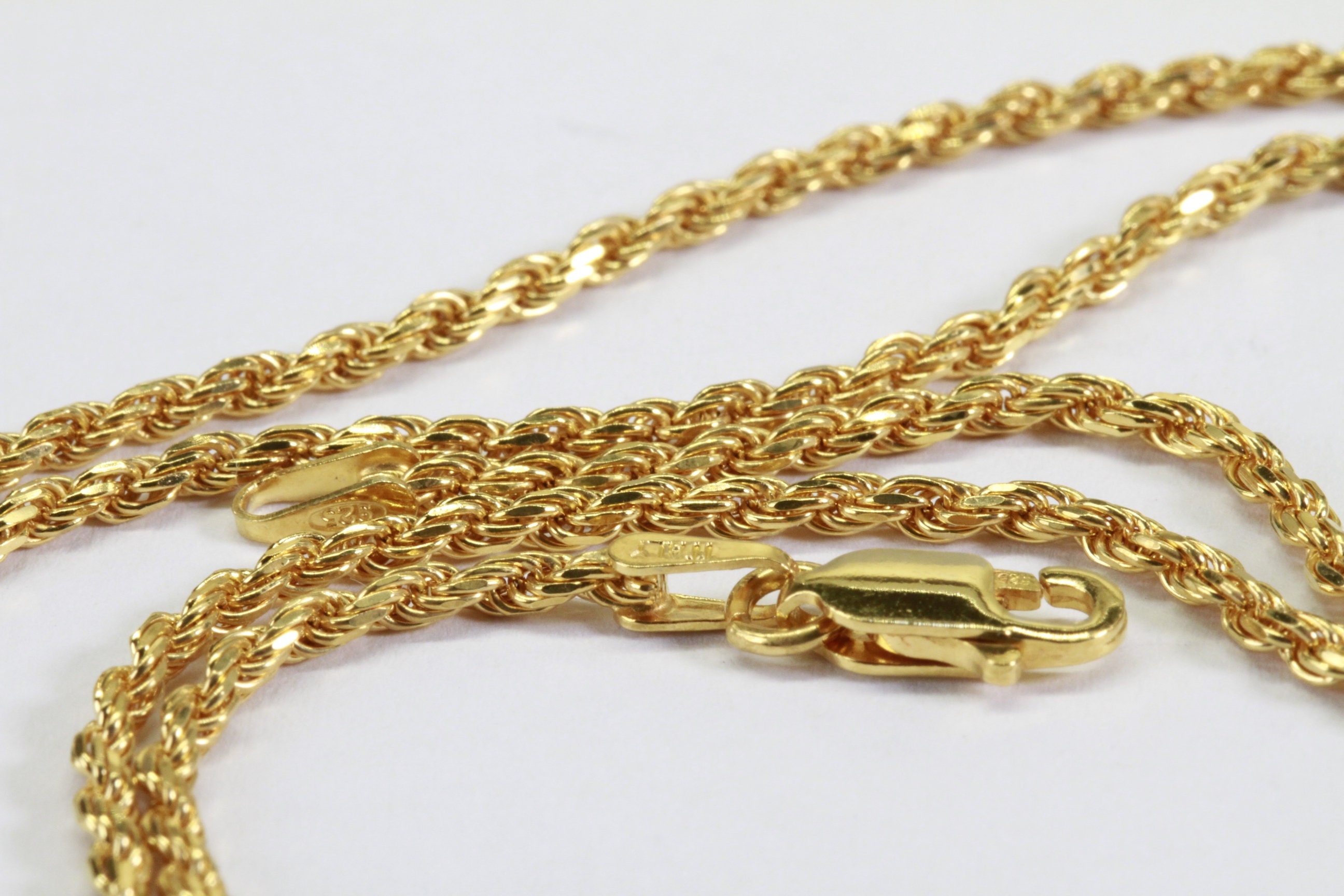 Diamond Cut Rope 24k Gold Vermeil Plated Diamond Cut Rope Chains ...