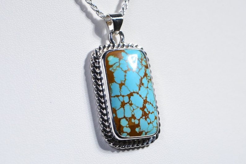 Turquoise Jewelry Number 8 Mine Turquoise Pendant 42x23x6.5mm Sterling ...