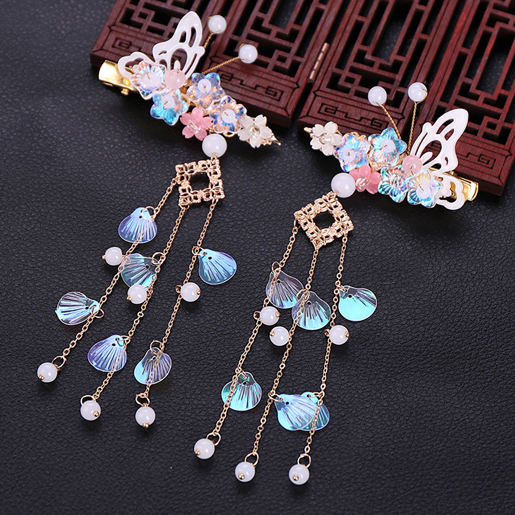 2pcs/set Chinese Style Hair Clip Tassel hairpin Butterfly | Etsy