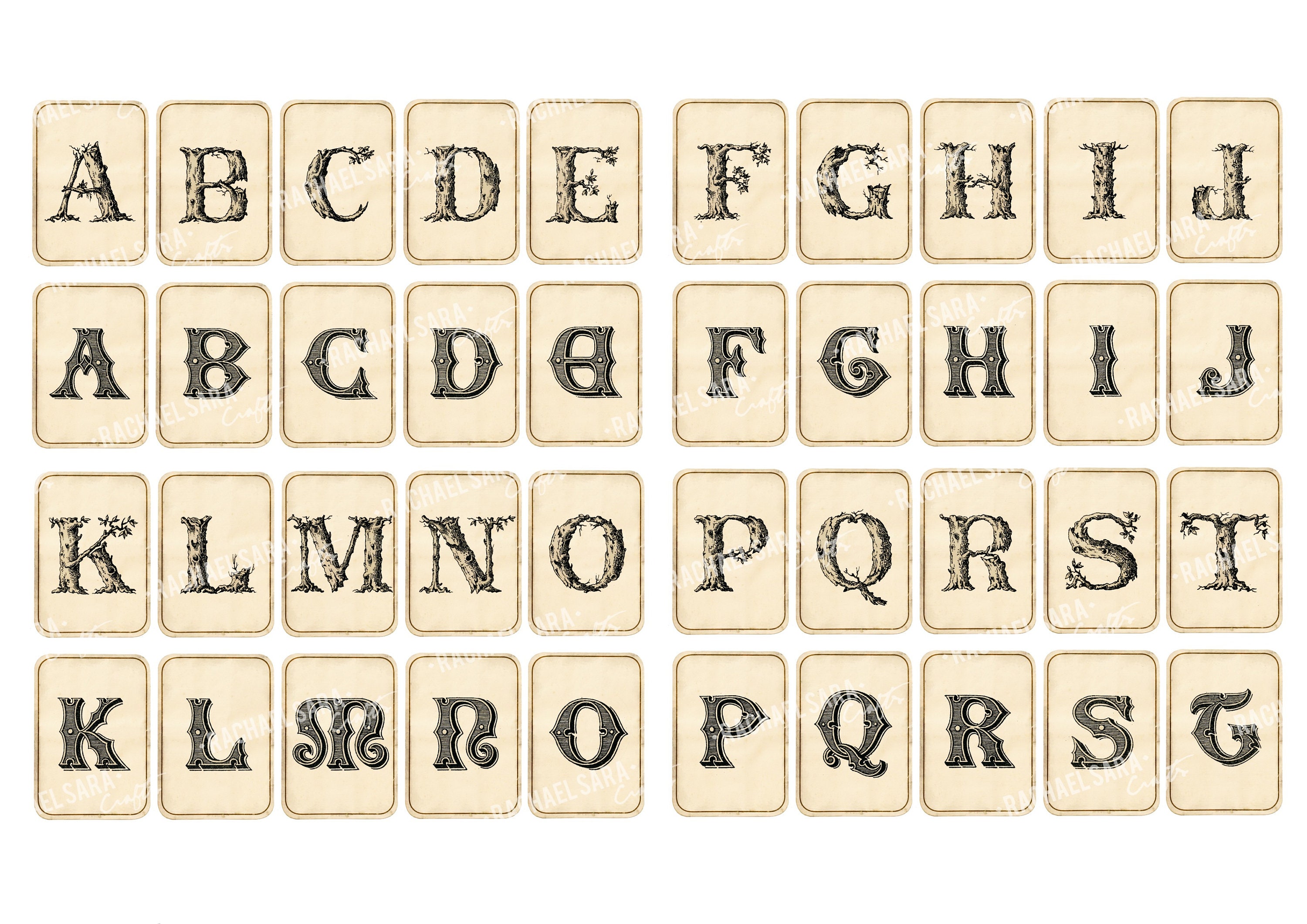 Vintage Font Journal Cards - Junk Journal - Scrapbooking - Journaling ...