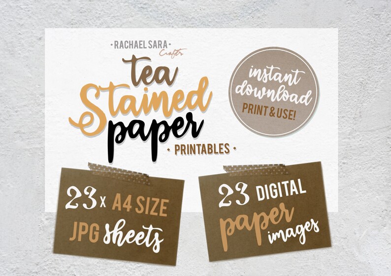 Tea Stained Paper Printables | Etsy