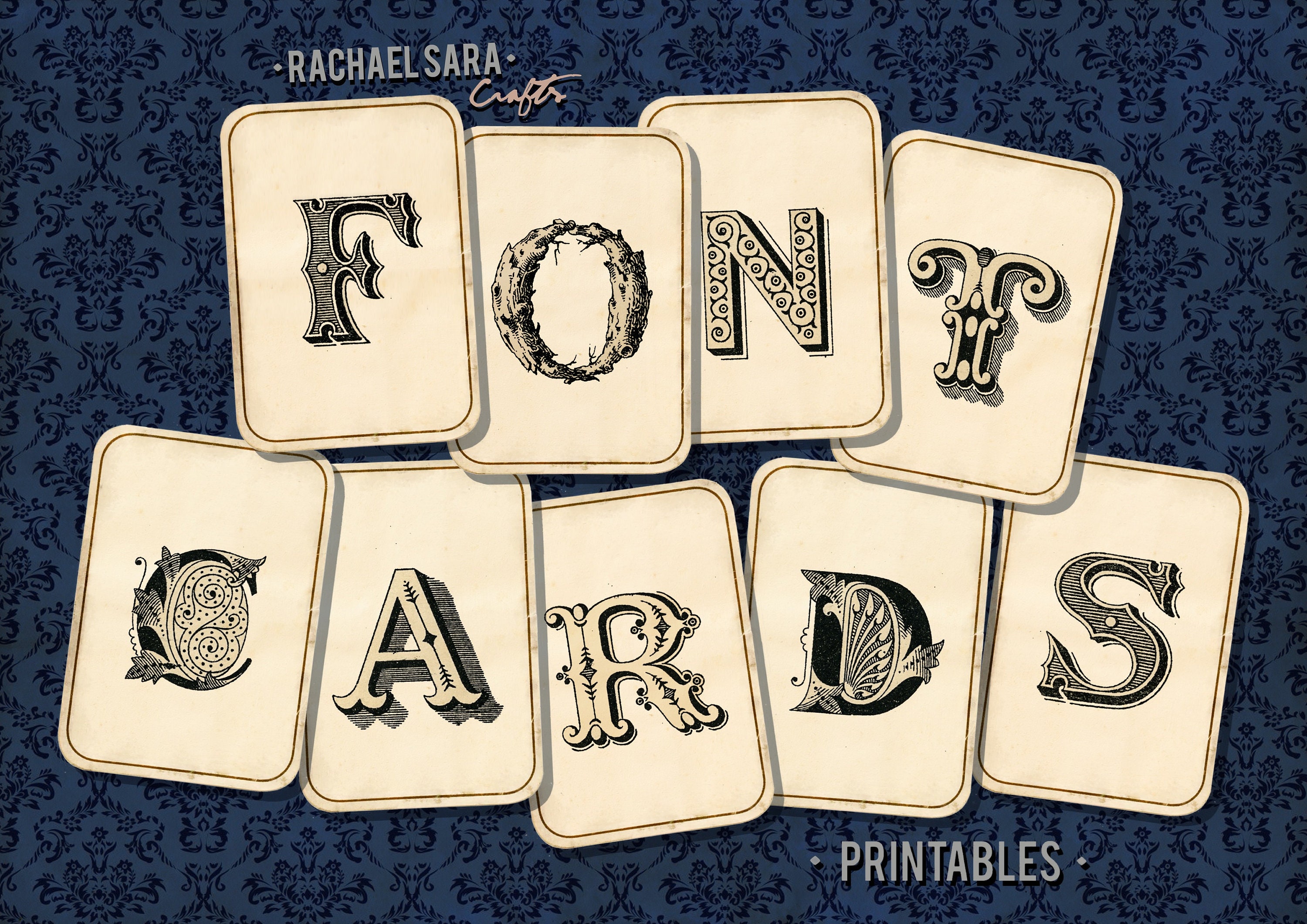Vintage Font Journal Cards - Junk Journal - Scrapbooking - Journaling ...