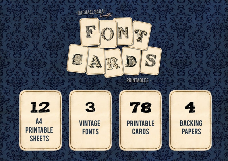 Vintage Font Journal Cards - Junk Journal - Scrapbooking - Journaling ...