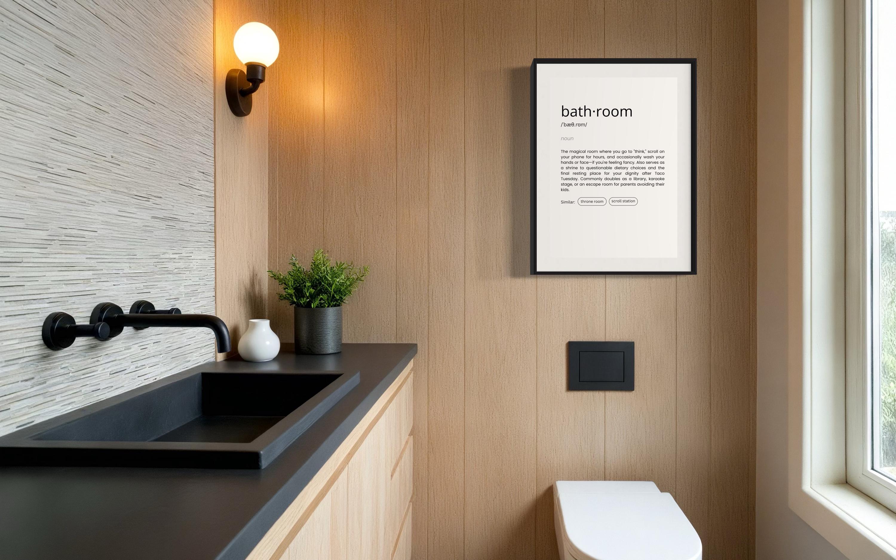 Bathroom Definition Wall Art, Printable Bathroom Poster, Funny Bathroom ...