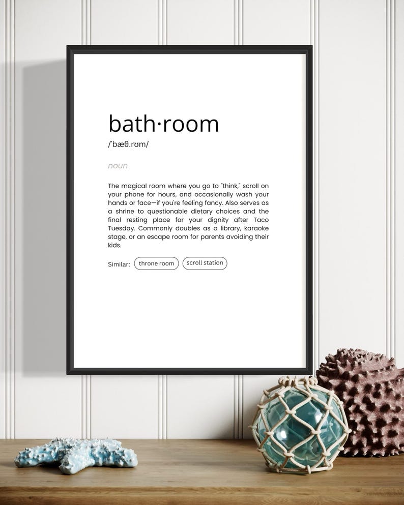 Bathroom Definition Wall Art, Printable Bathroom Poster, Funny Bathroom ...
