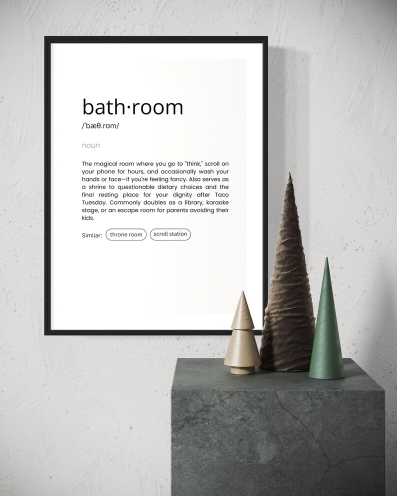 Bathroom Definition Wall Art, Printable Bathroom Poster, Funny Bathroom ...