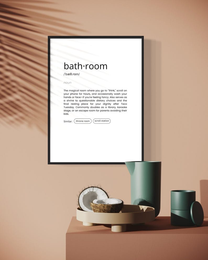 Bathroom Definition Wall Art, Printable Bathroom Poster, Funny Bathroom ...