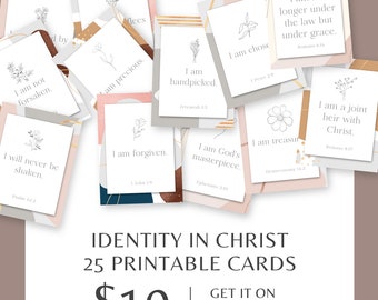 30 Scripture Cards Identity in Christ, Affirmation Cards, Bible Memory Verse, Christian ...