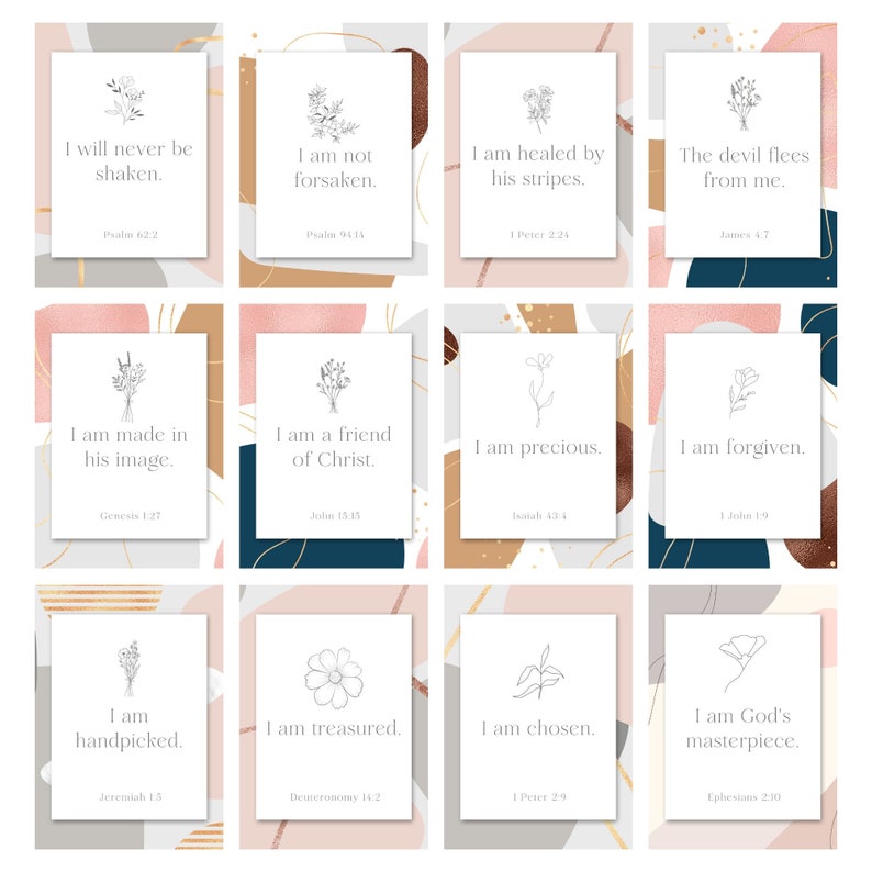 Empowering Identity in Christ Affirmation Cards - Printable Bible Verse ...