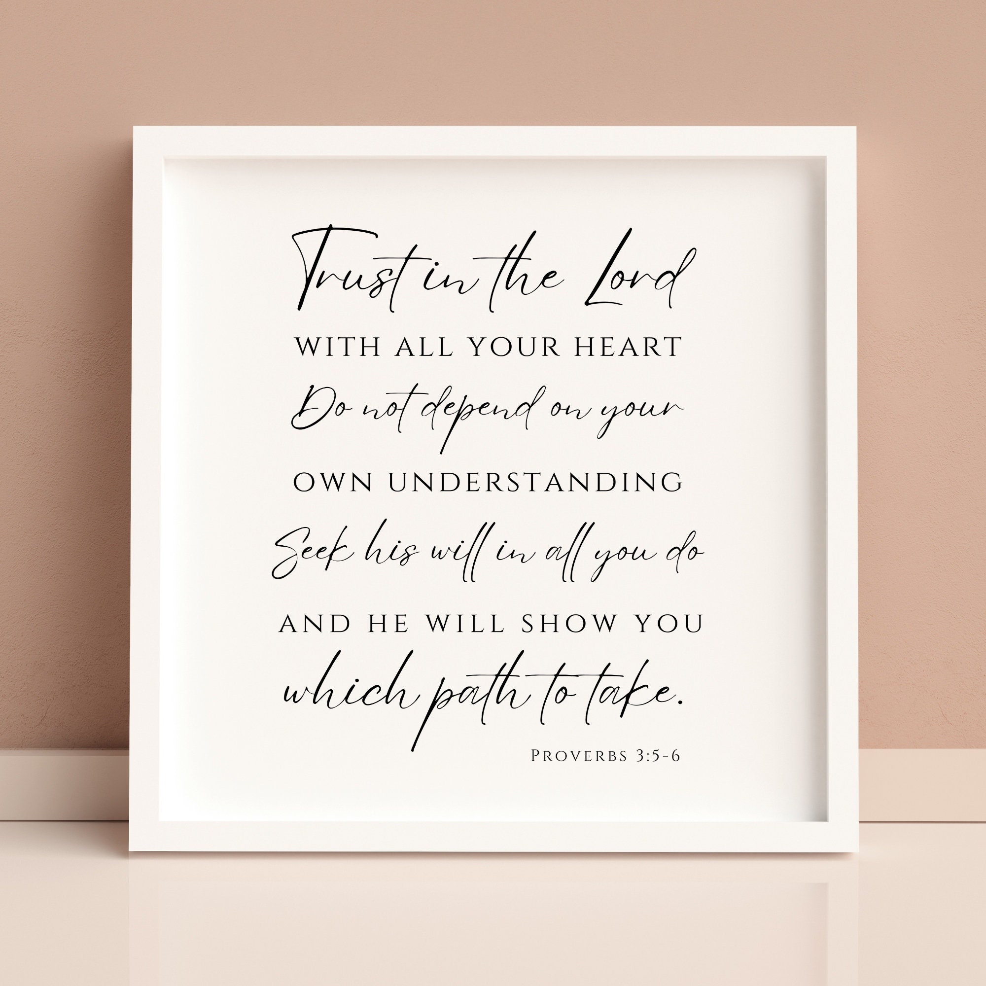 Proverbs 3:5-6 Printable Poster, Bible Verse Art - Etsy