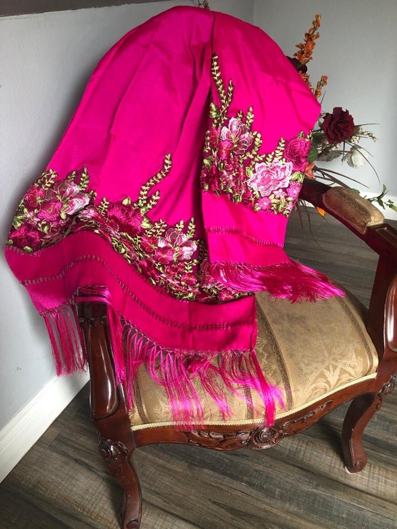 Reboso Shawl Rebozo Mexicano Mexican Wrap Reboso De Tela Bordada ...