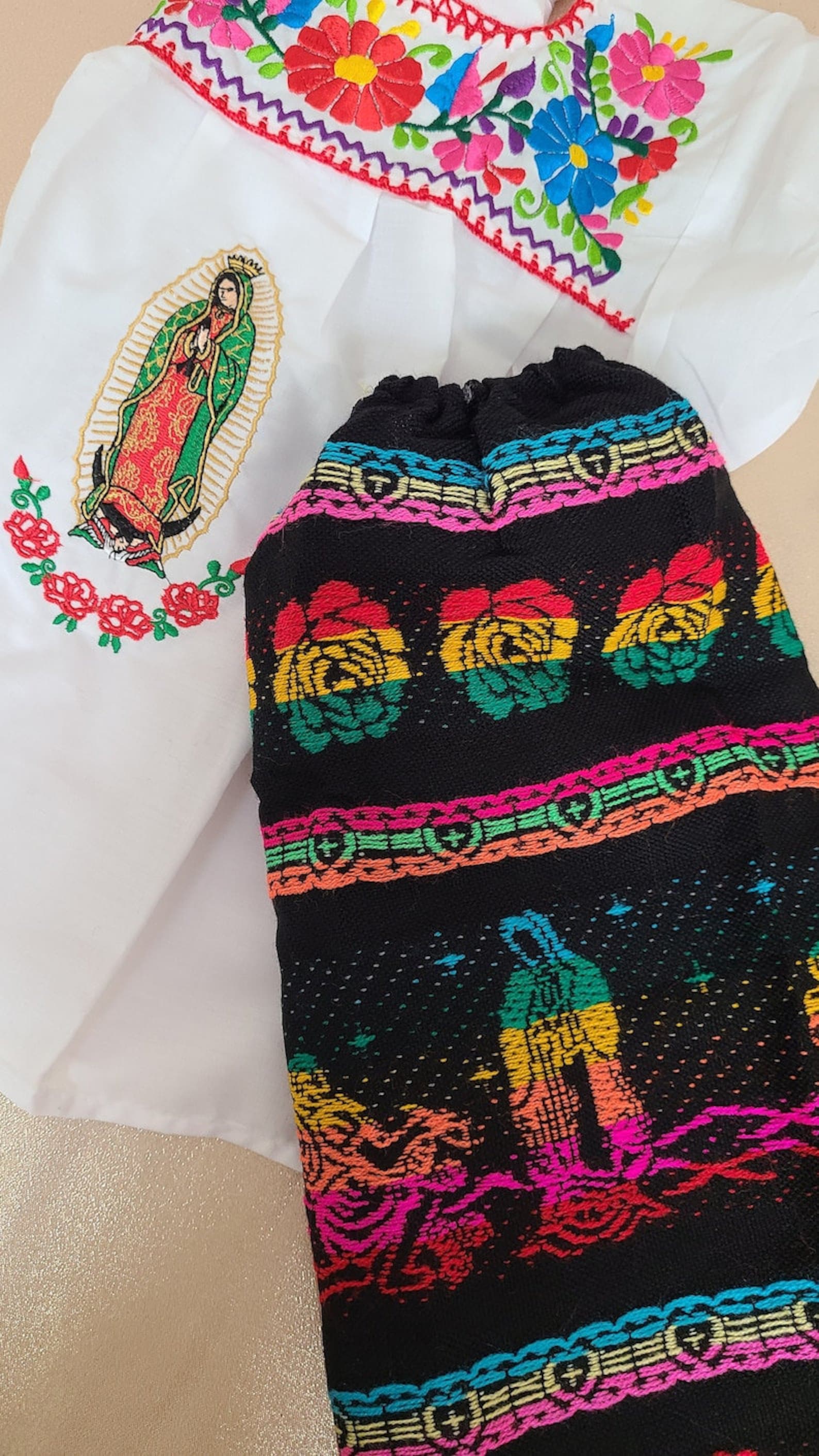 Vestido Indita Con Blusa Bordada Virgen De Guadalupe, Little Girl ...
